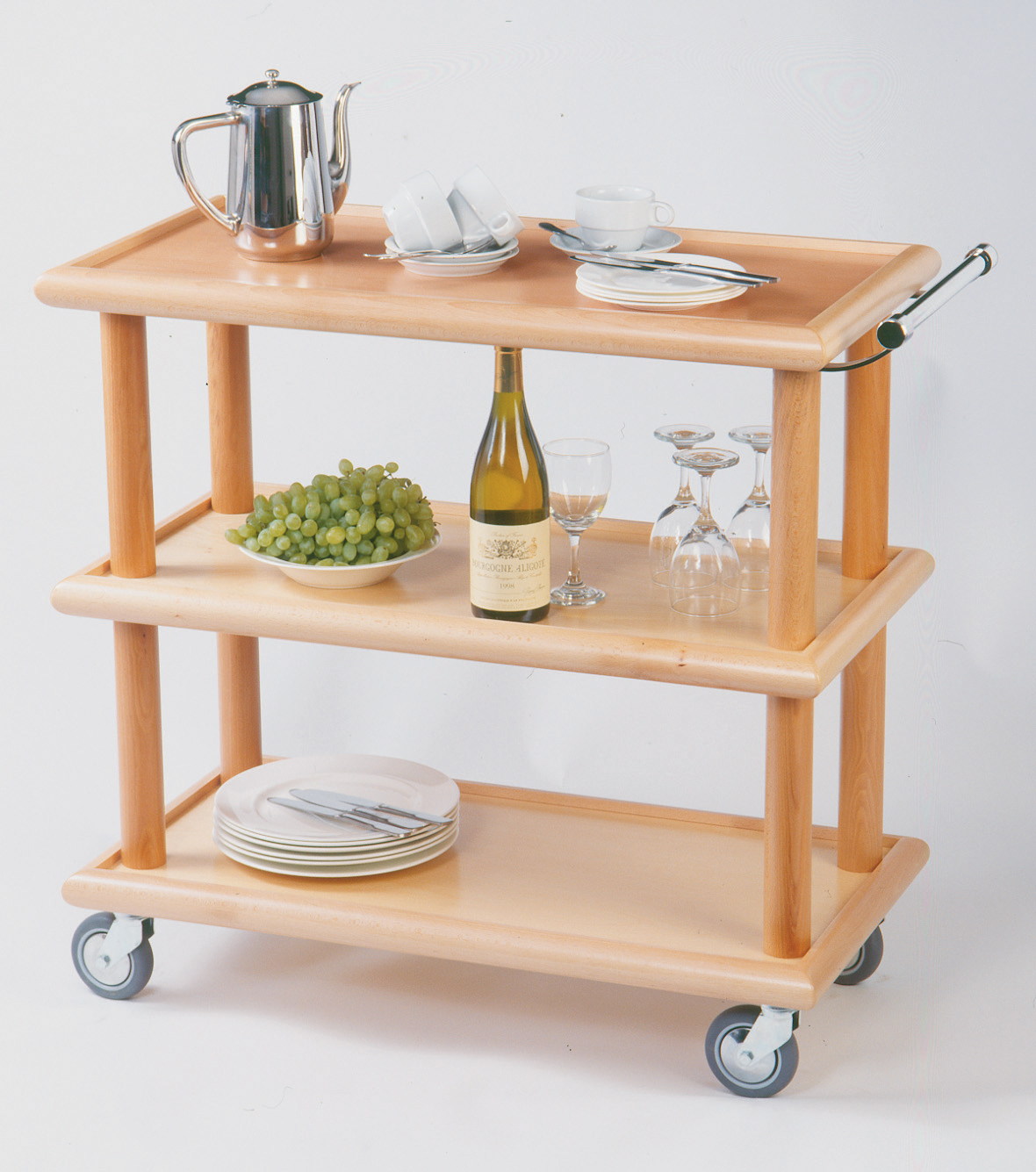 Service Trolleys: Service Trolley in Natural - 3 Tier
